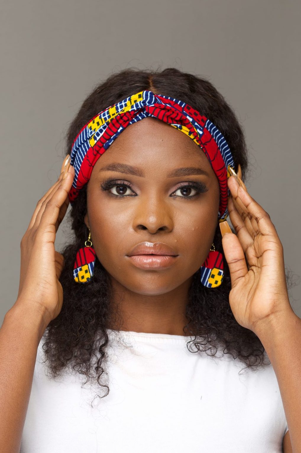 Naade Ankara Twist Headband, Red/Blue | Naborhi